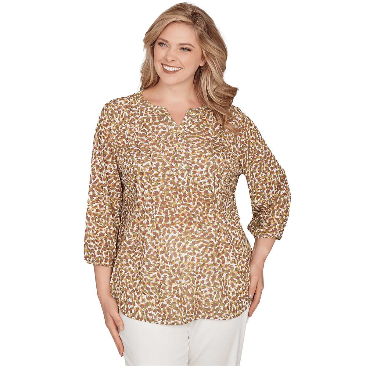 Click here for Plus Size Hearts of Palm Neutral Ground 3/4 Sleeve... prices