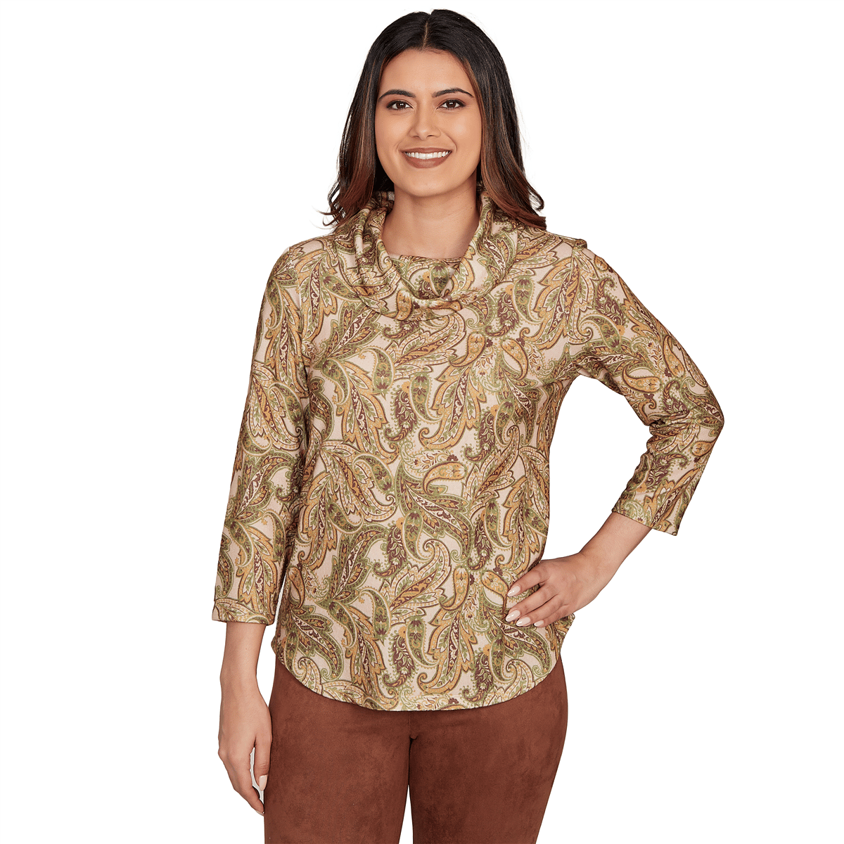 Click here for Petite Hearts of Palm Neutral Ground Cowl Neck Pai... prices