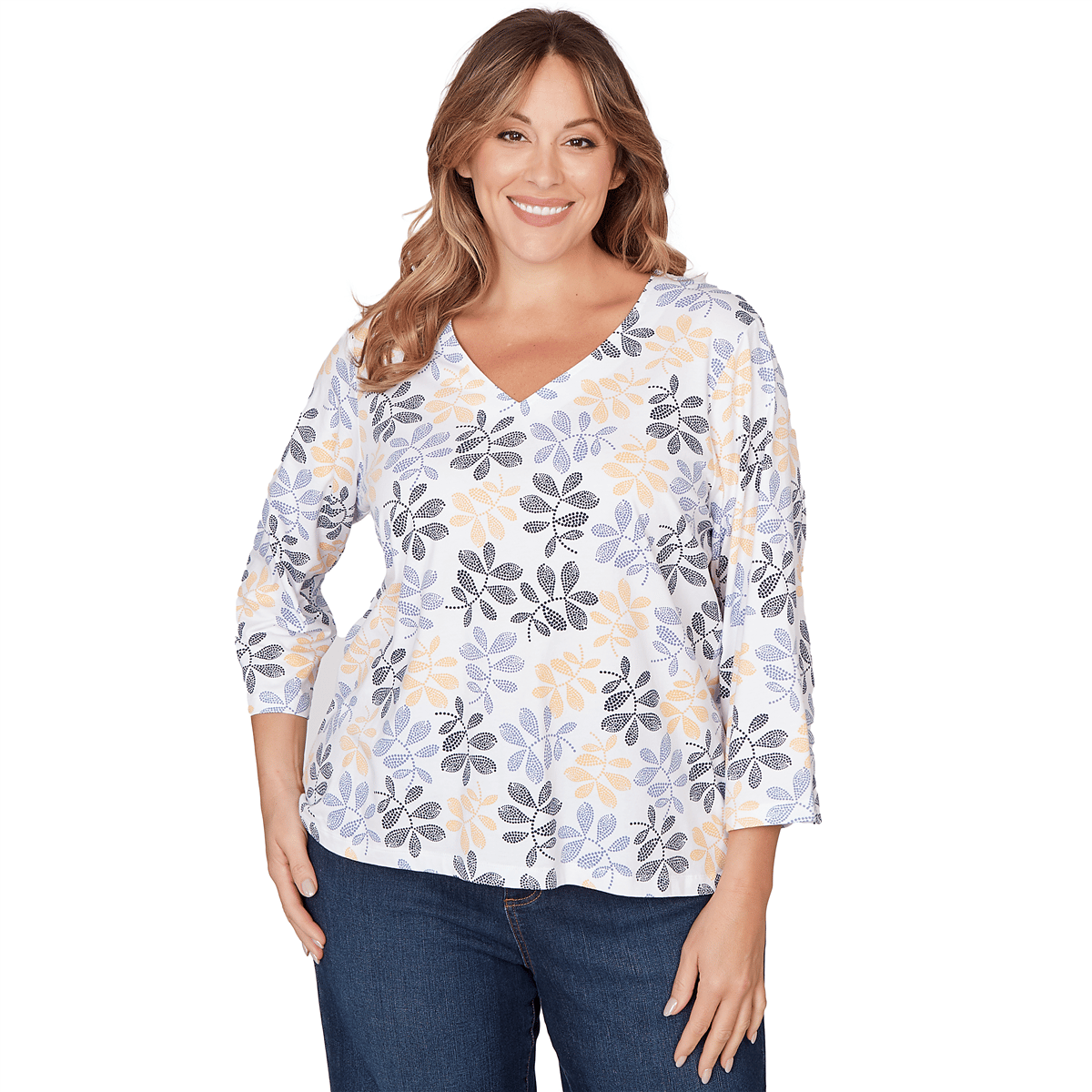 Click here for Plus Size Hearts of Palm Printed Essentials Leaf V... prices