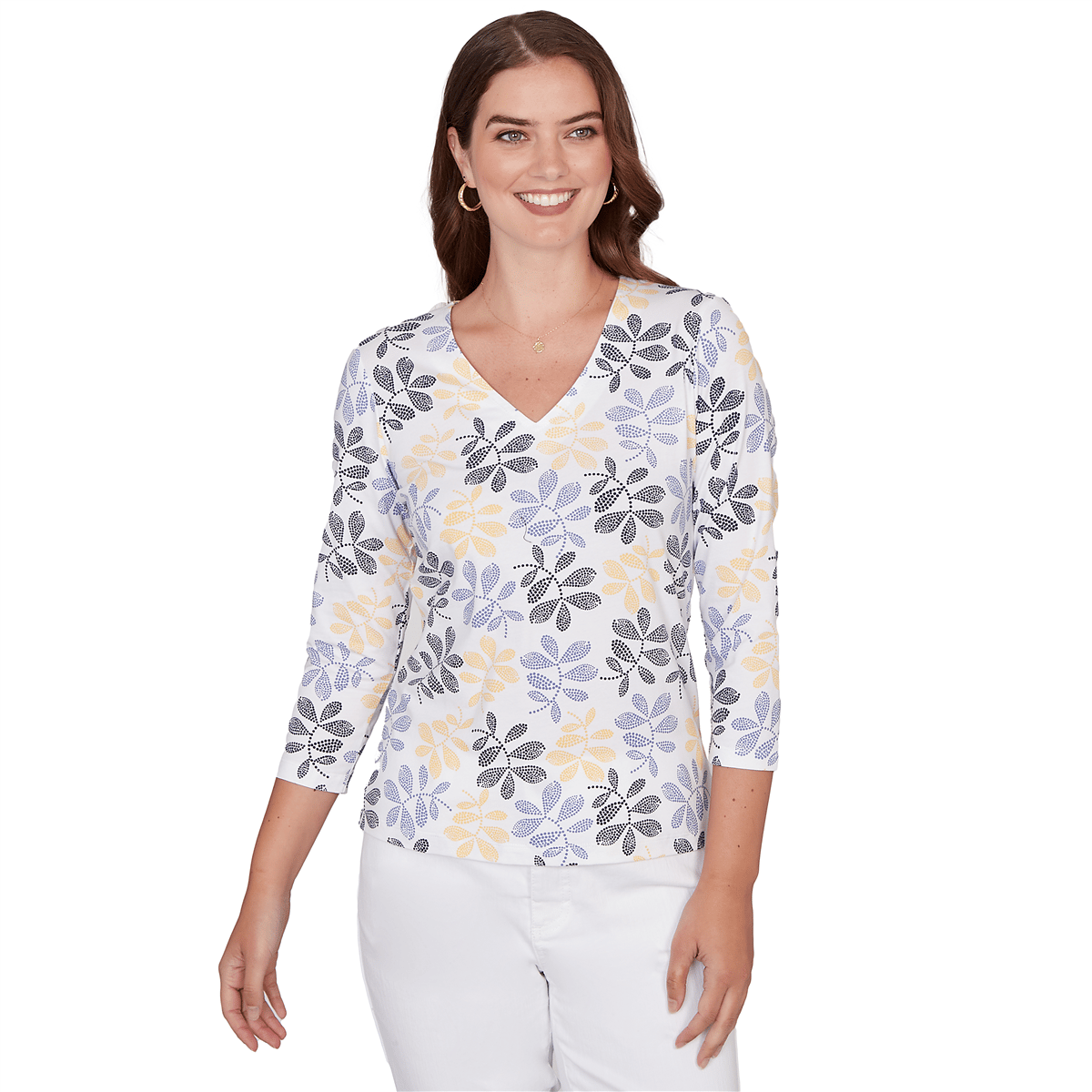 Click here for Petite Hearts of Palm Printed Essentials Leaf V Ne... prices