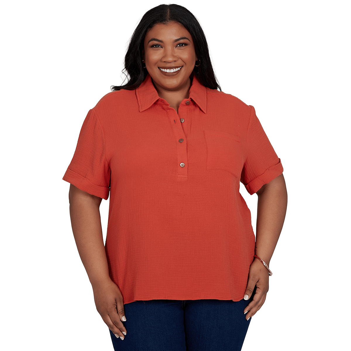 Click here for Plus Size Hearts of Palm Tropical Twist Short Slee... prices