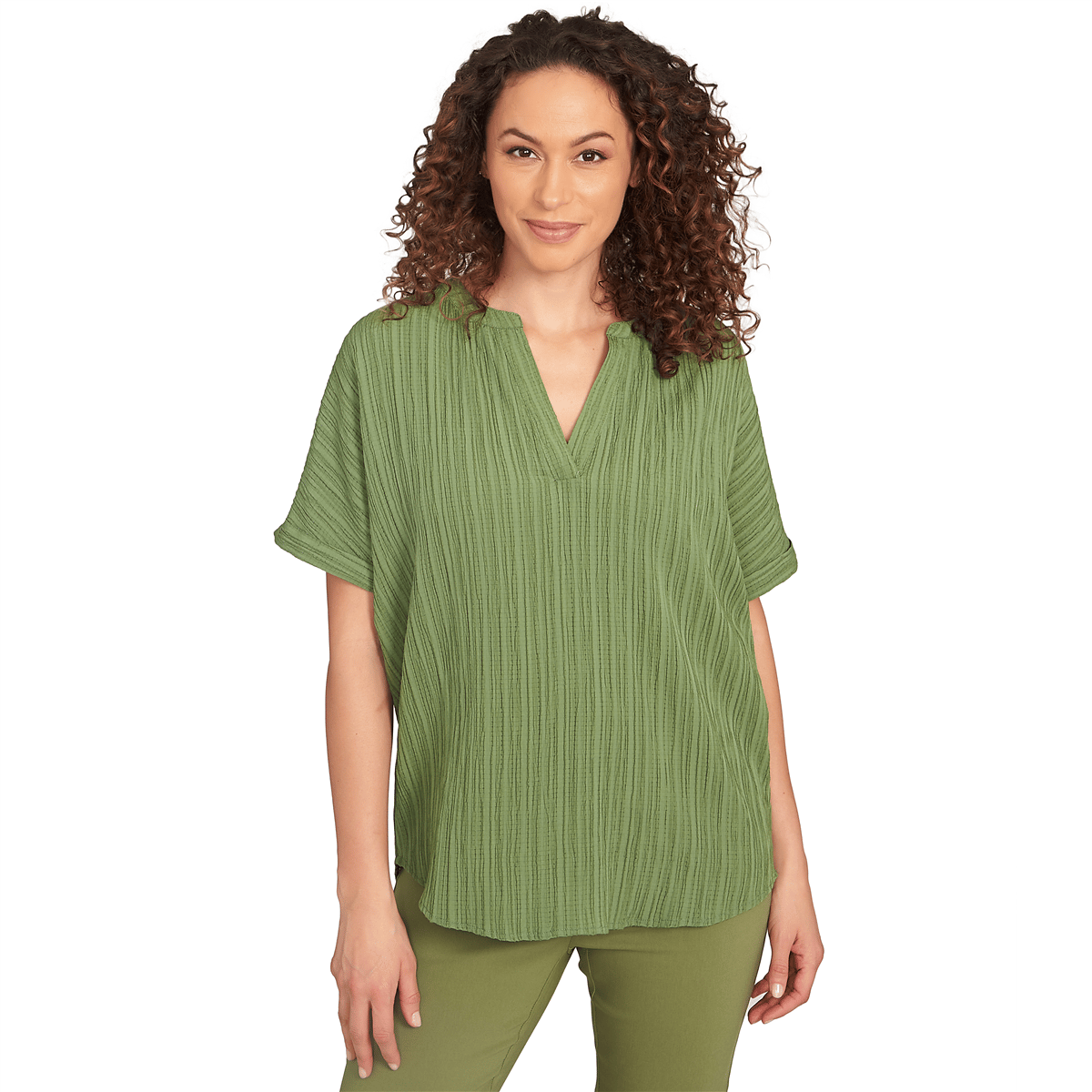 Womens Emaline New Orleans Dolman Sleeve Split Neck Blouse