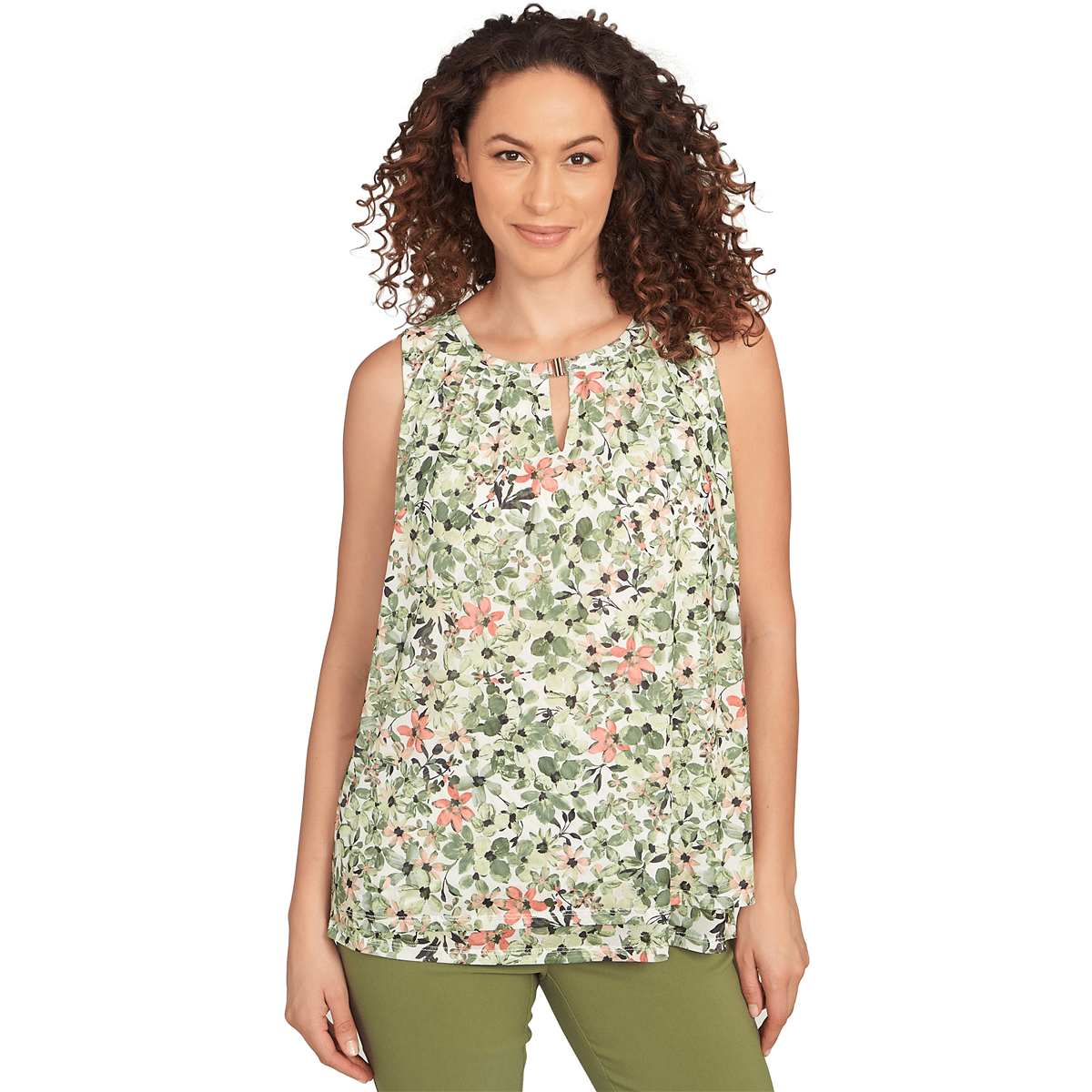 Click here for Petite Emaline New Orleans Floral Mesh Tiered Blou... prices