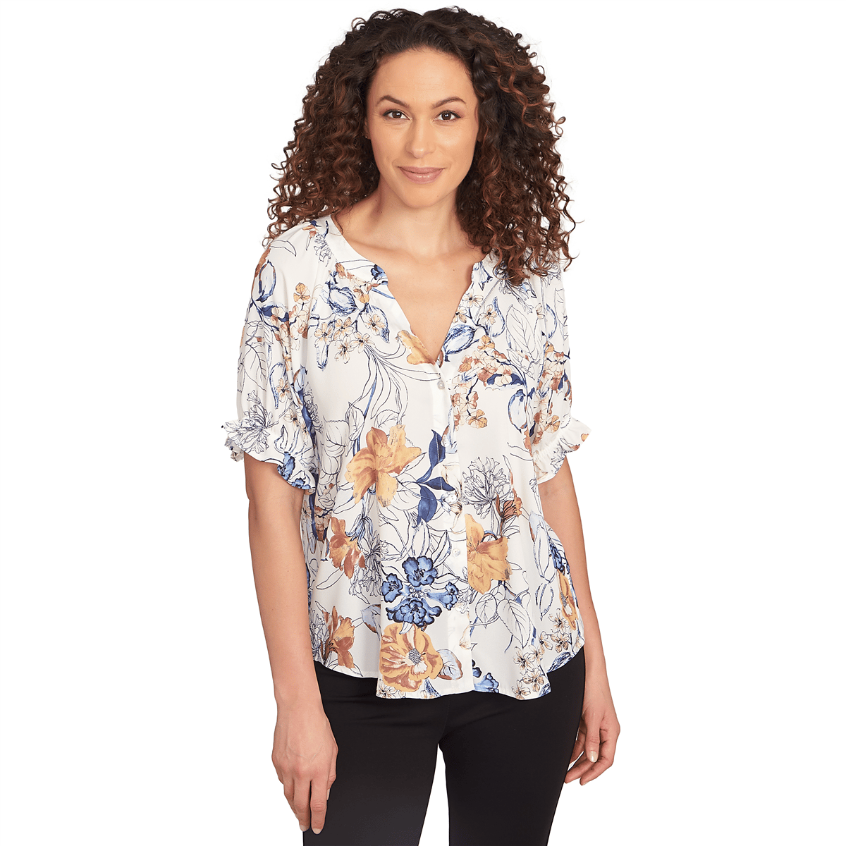 Click here for Womens Emaline Phoenix Floral Split Neck Button Fr... prices