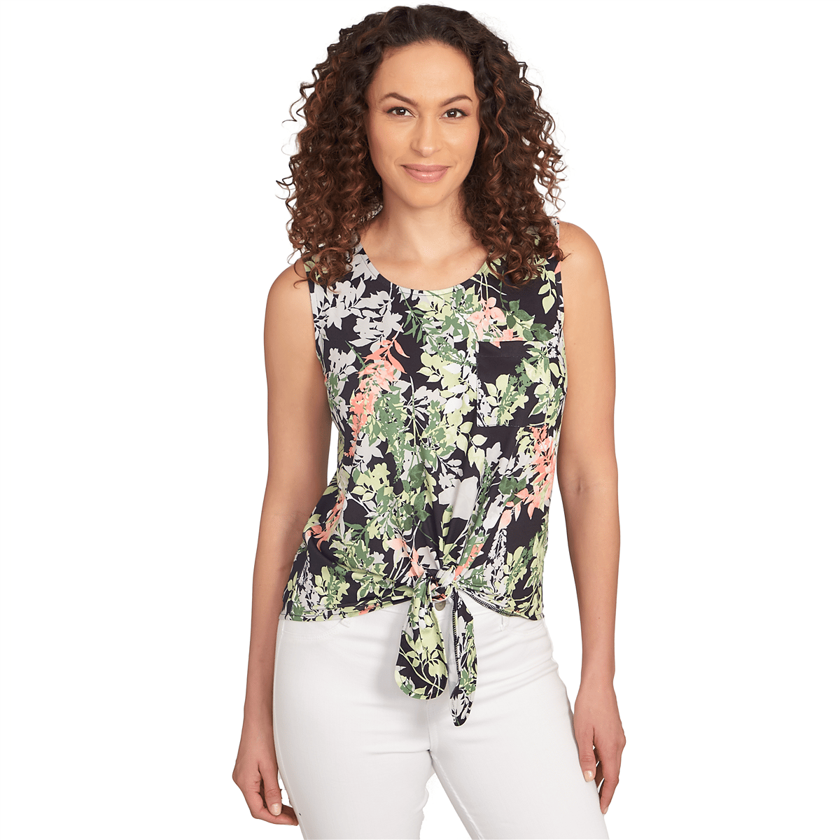 Click here for Womens Emaline Key Items Tropical Leaf Tie Front T... prices