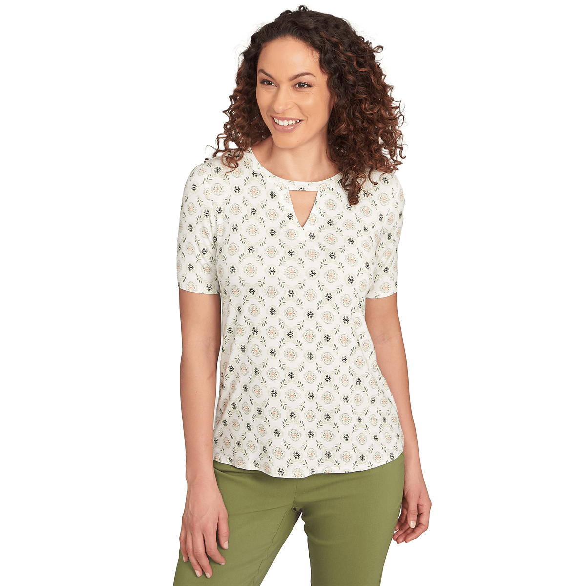 Click here for Womens Emaline Key Items Geometric Floral Keyhole... prices