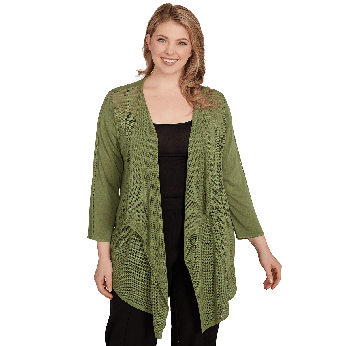 Click here for Plus Size Emaline Key Items Solid Drape Front Cozy... prices