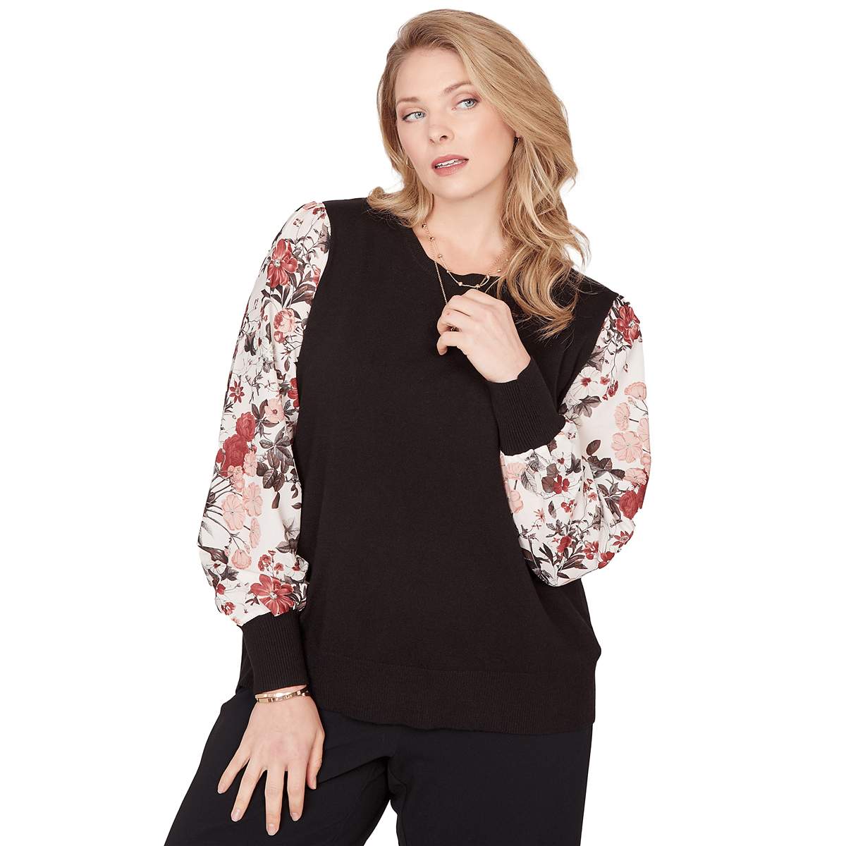 Click here for Plus Size Emaline Dusted Petals Floral Bishop Slee... prices
