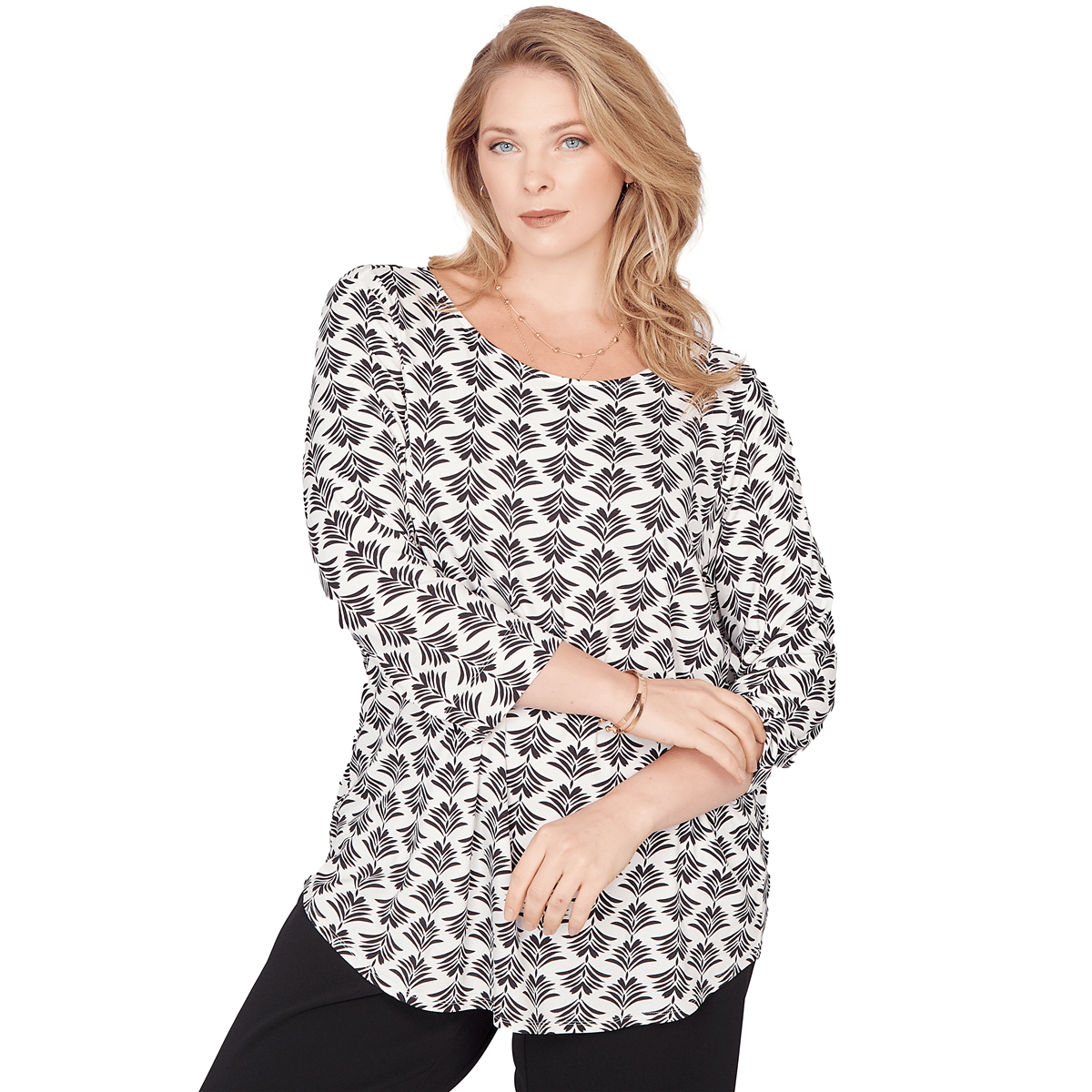 Click here for Plus Size Emaline Key Items 3/4 Sleeve Boat Neck G... prices