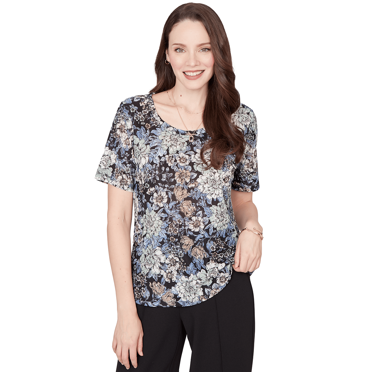 Click here for Petite Emaline Key Items Short Sleeve Round Neck F... prices