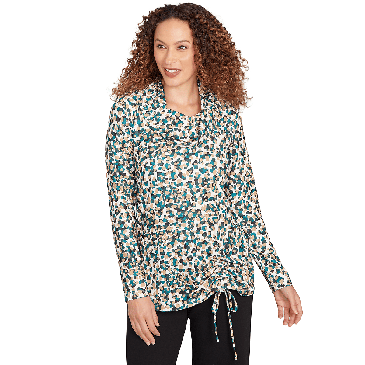 Click here for Petite Emaline Easton Long Sleeve Cowl Neck Leopar... prices