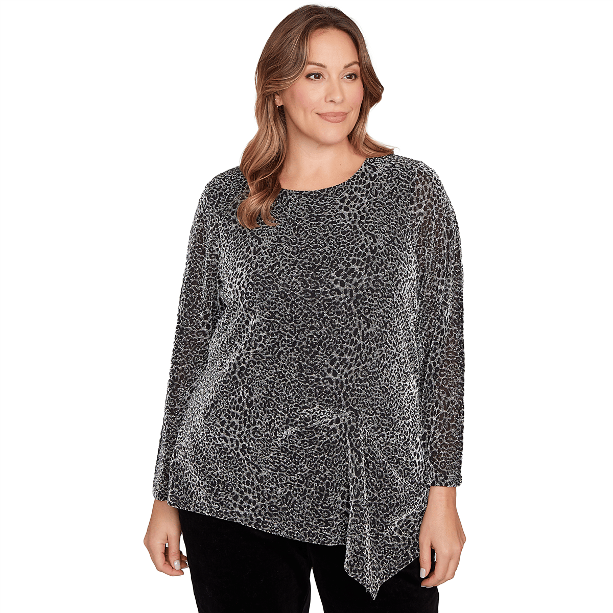 Click here for Plus Size Emaline Allentown Leopard Asymmetrical H... prices