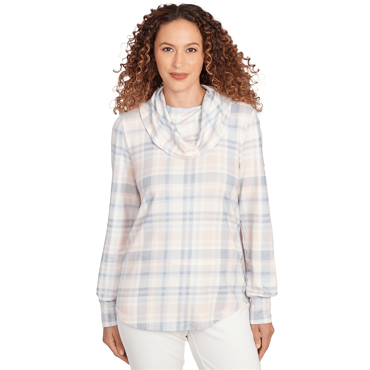 Click here for Petite Emaline Allentown Long Sleeve Cowl Neck Pla... prices