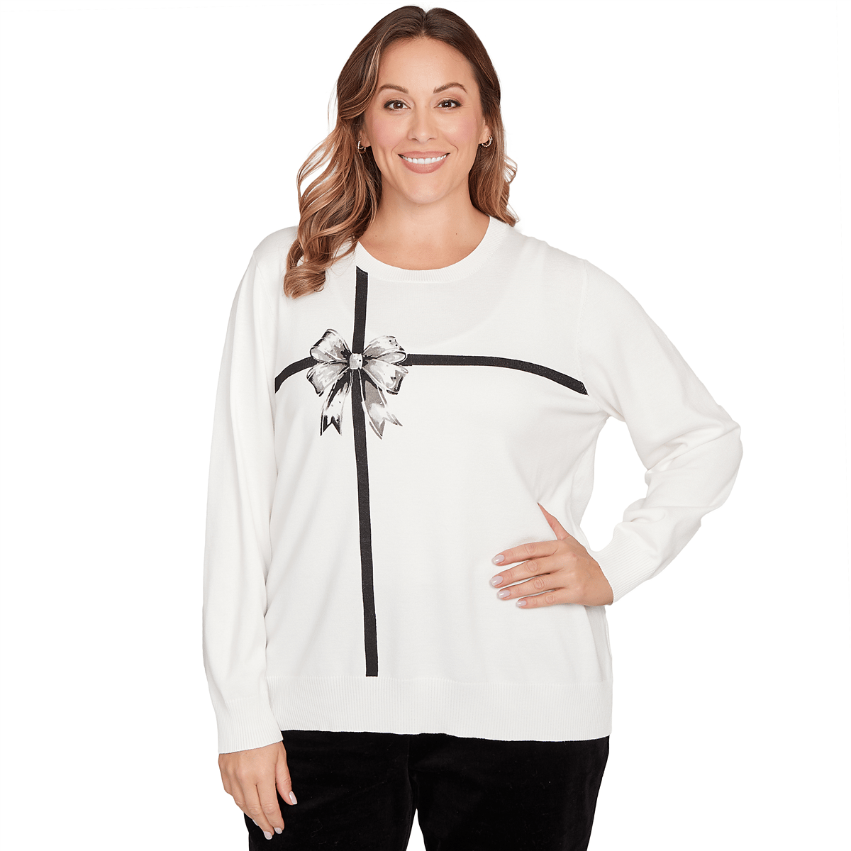 Click here for Plus Size Emaline Holiday Items Long Sleeve Bow Sw... prices