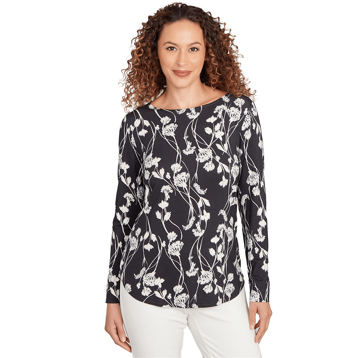 Click here for Womens Emaline Key Items Long Sleeve Boat Neck Dan... prices