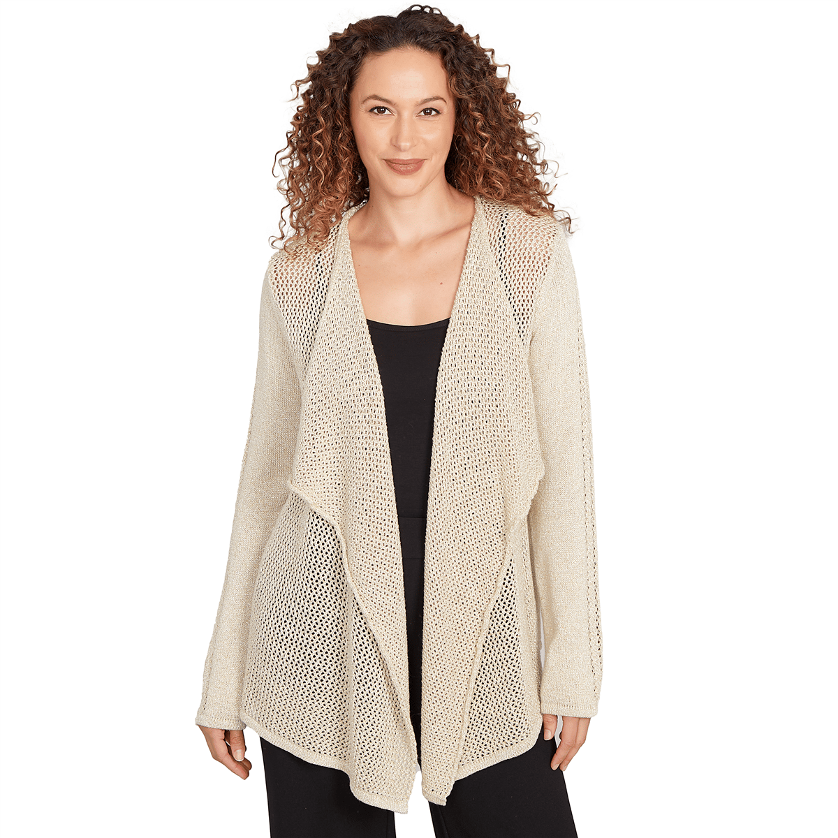 Click here for Womens Emaline Key Items Open Knit Drape Front Car... prices