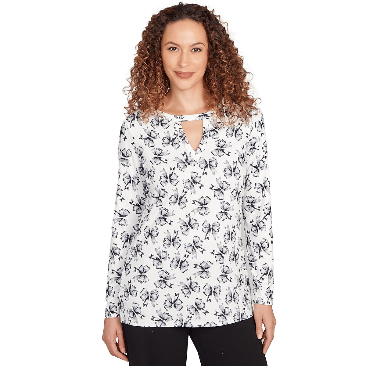 Click here for Petite Emaline Key Items Long Sleeve Keyhole Neck... prices