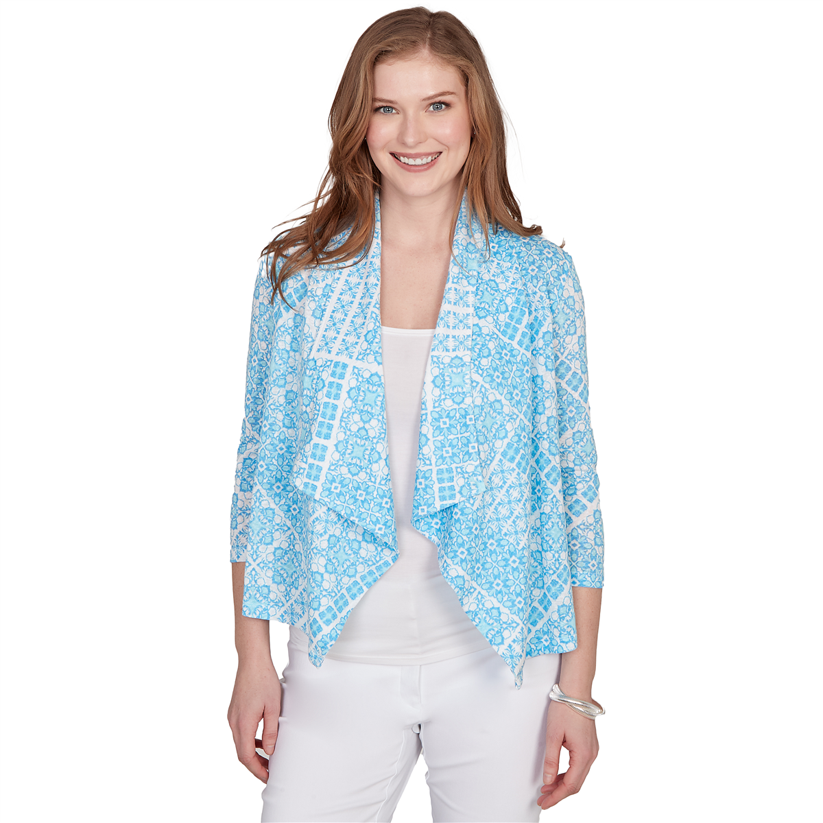 Click here for Plus Size Hearts of Palm Aqua Fresh 3/4 Sleeve Cas... prices