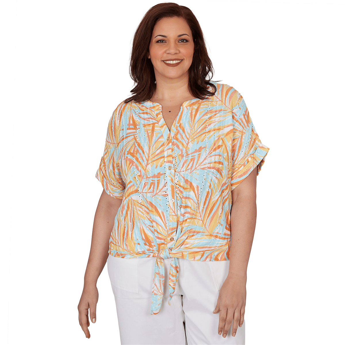 Click here for Plus Size Hearts of Palm Fun in the Sun Leaf Tie F... prices