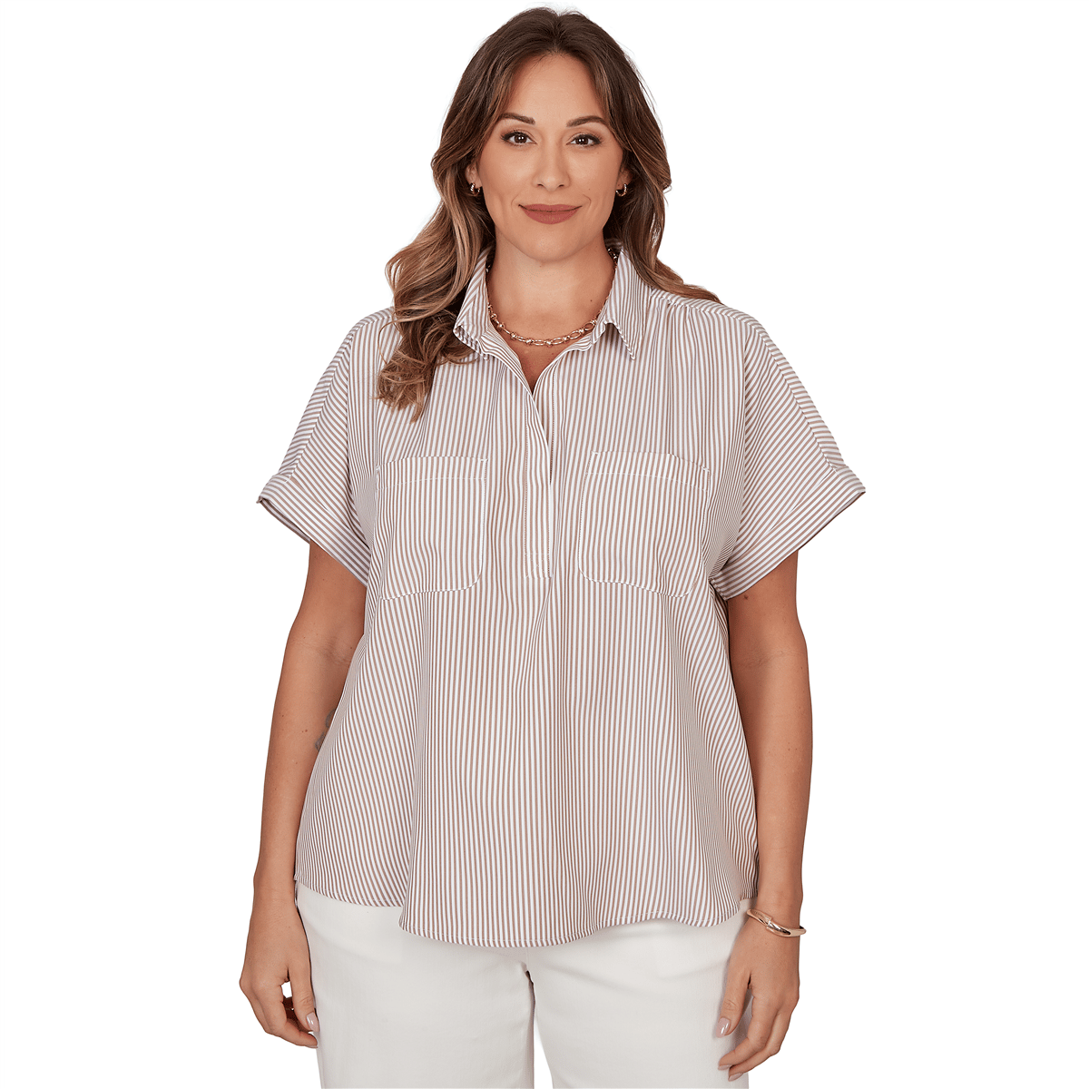 Click here for Plus Size Hearts of Palm Cool & Collected Stripe W... prices