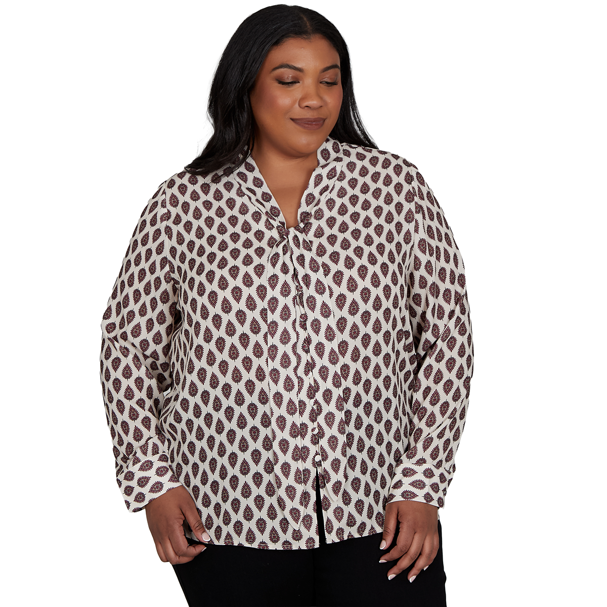 Click here for Plus Size Emaline Country Code Tie Neck Medallion... prices