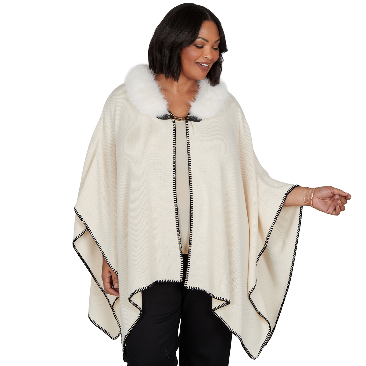 Click here for Plus Size Emaline Country Code Faux Fur Collar Kni... prices