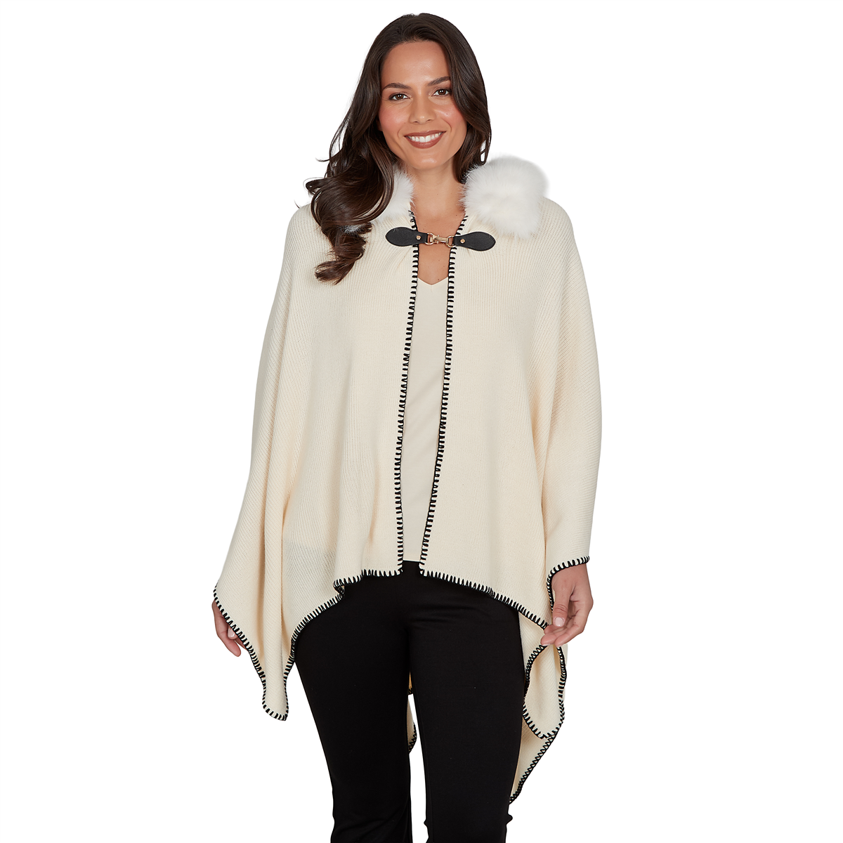 Click here for Petite Emaline Country Code Faux Fur Collar Knit C... prices