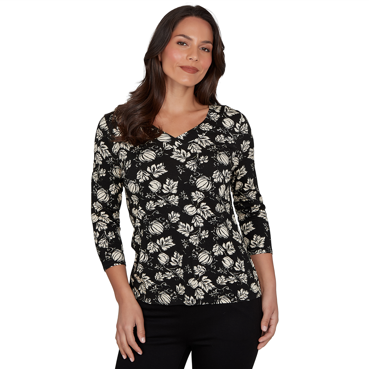 Click here for Womens Emaline Key Items 3/4 Sleeve V Neck Pumpkin... prices
