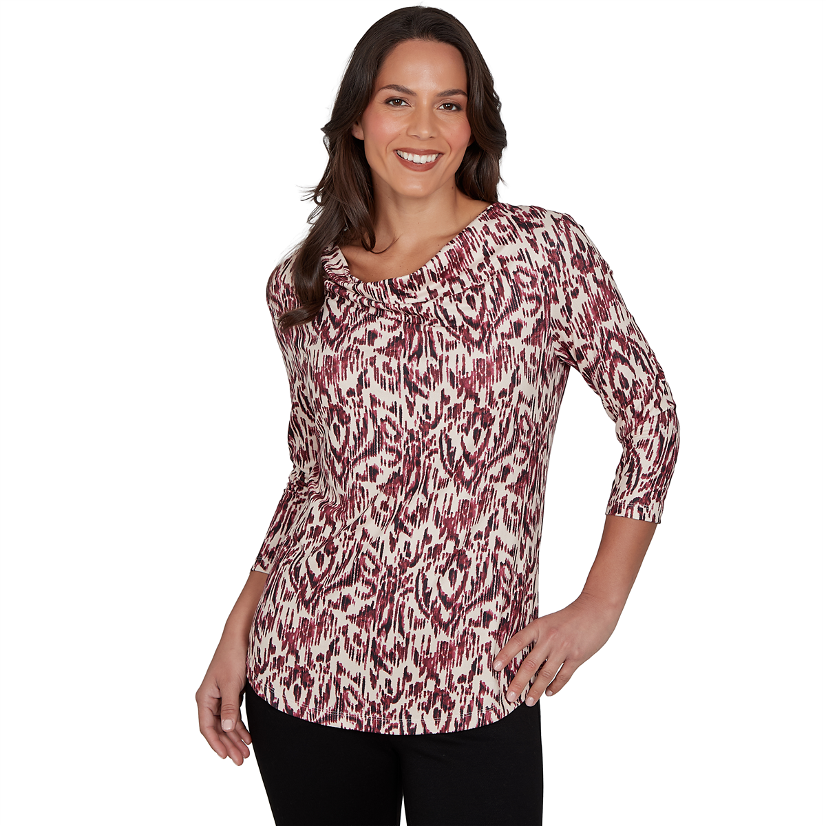 Click here for Womens Emaline Key Items 3/4 Sleeve Cowl Neck Meda... prices