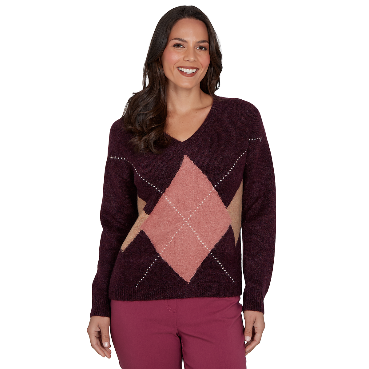 Click here for Plus Size Hearts of Palm Berry Fabulous V Neck Arg... prices