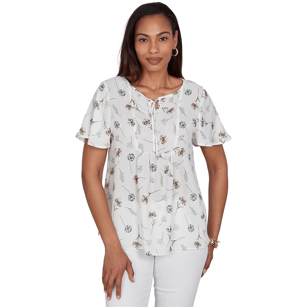 Click here for Womens Emaline Verde Grove II Tie Neck Floral Blou... prices