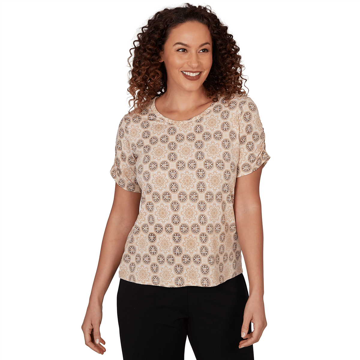 Click here for Womens Emaline Verde Grove II Short Ruch Sleeve Me... prices