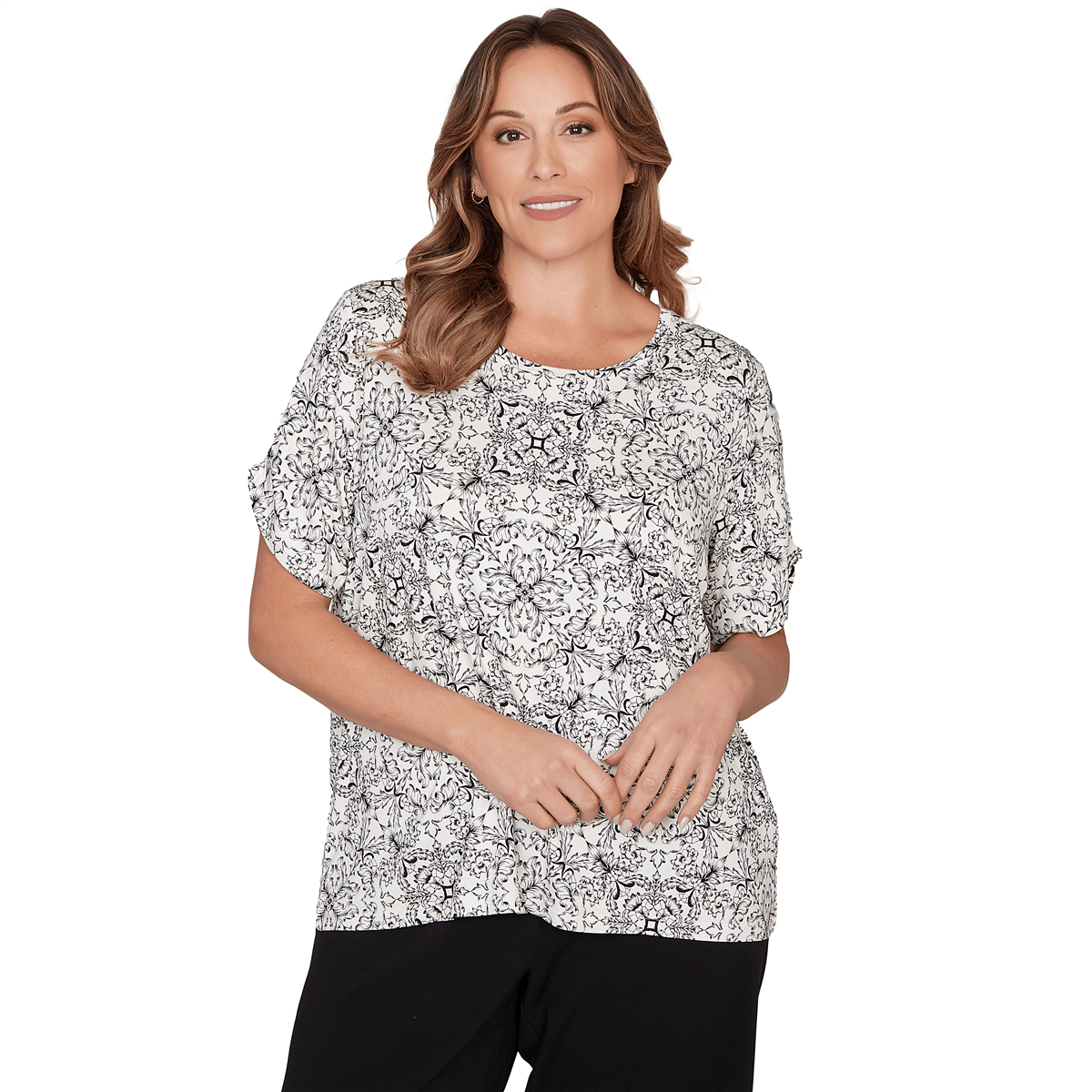 Click here for Plus Size Emaline Key Items Short Sleeve Scroll Me... prices