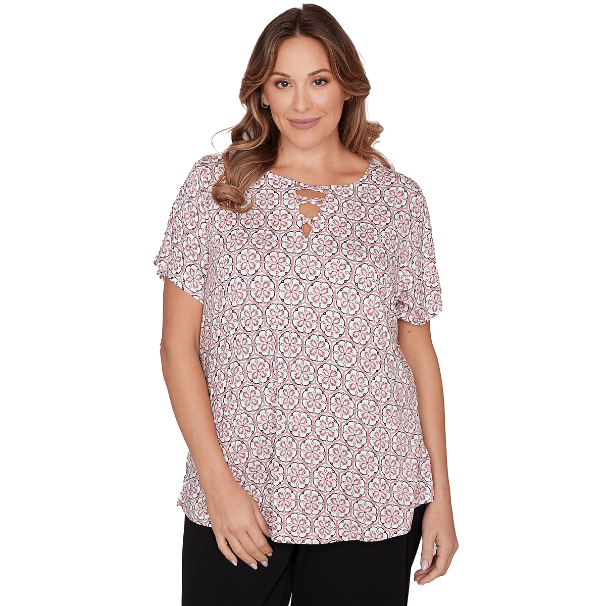 Click here for Plus Size Emaline Key Items Short Sleeve Lace Neck... prices