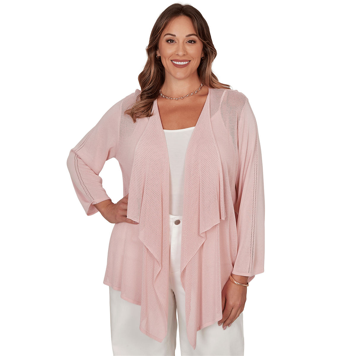 Click here for Plus Size Emaline Key Items 3/4 Sleeve Drape Front... prices