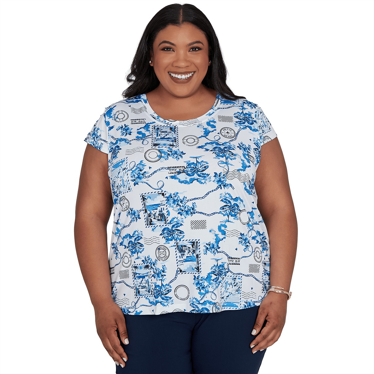 Click here for Plus Size Emaline Key Items Cap Sleeve Tropical Po... prices