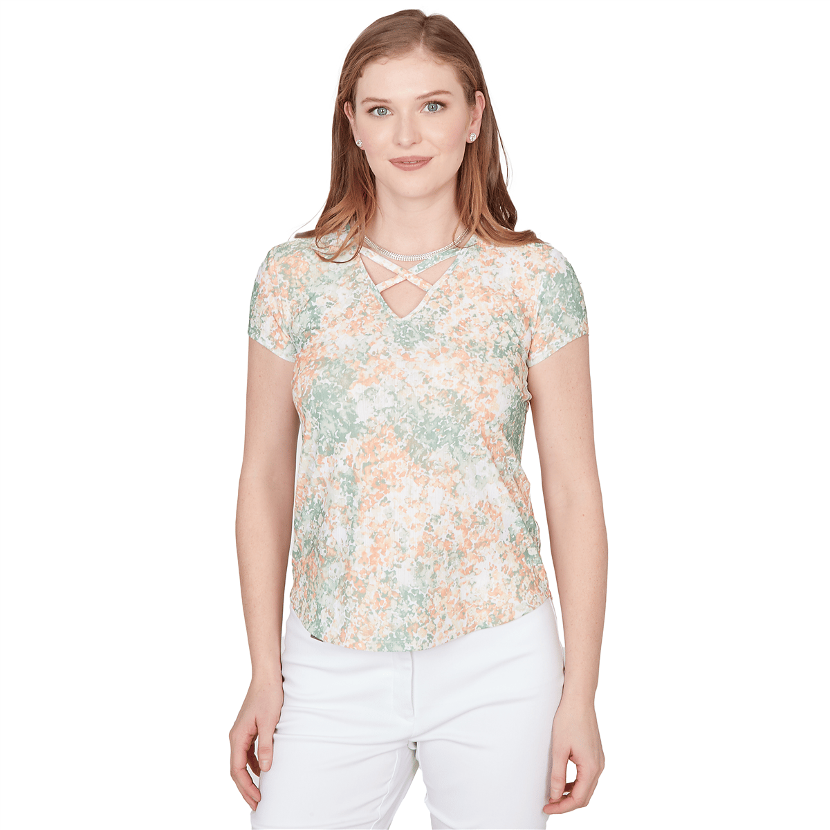 Click here for Petite Emaline Key Items Short Sleeve Textured Abs... prices