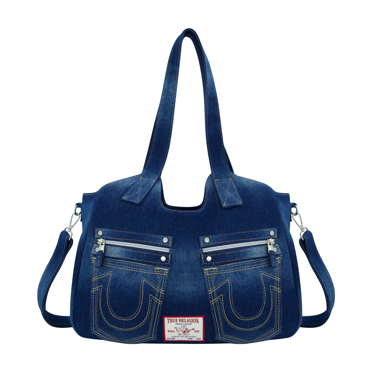 Click here for True Religion Horseshoe Stitch Dark Denim Satchel... prices