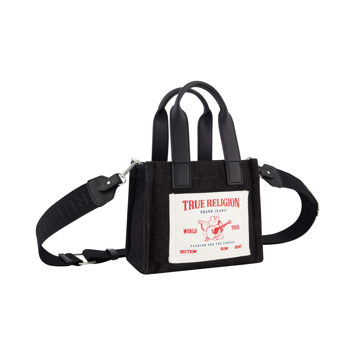 Click here for True Religion Mini Black Denim Travel Tote Bag prices