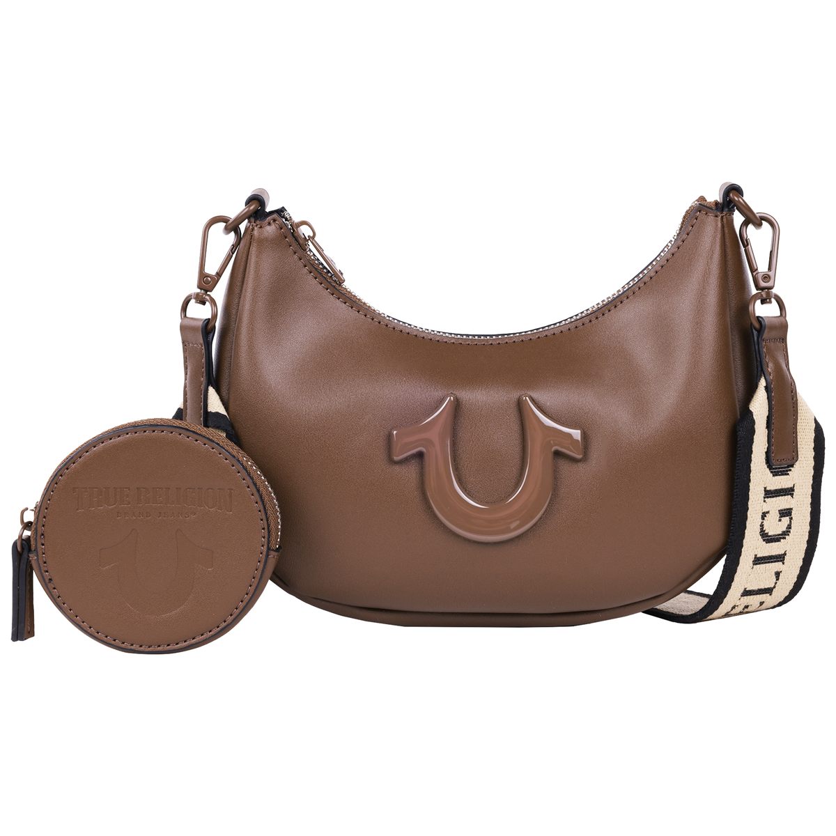 Click here for True Religion Logo Strap Crescent Hobo Bag prices
