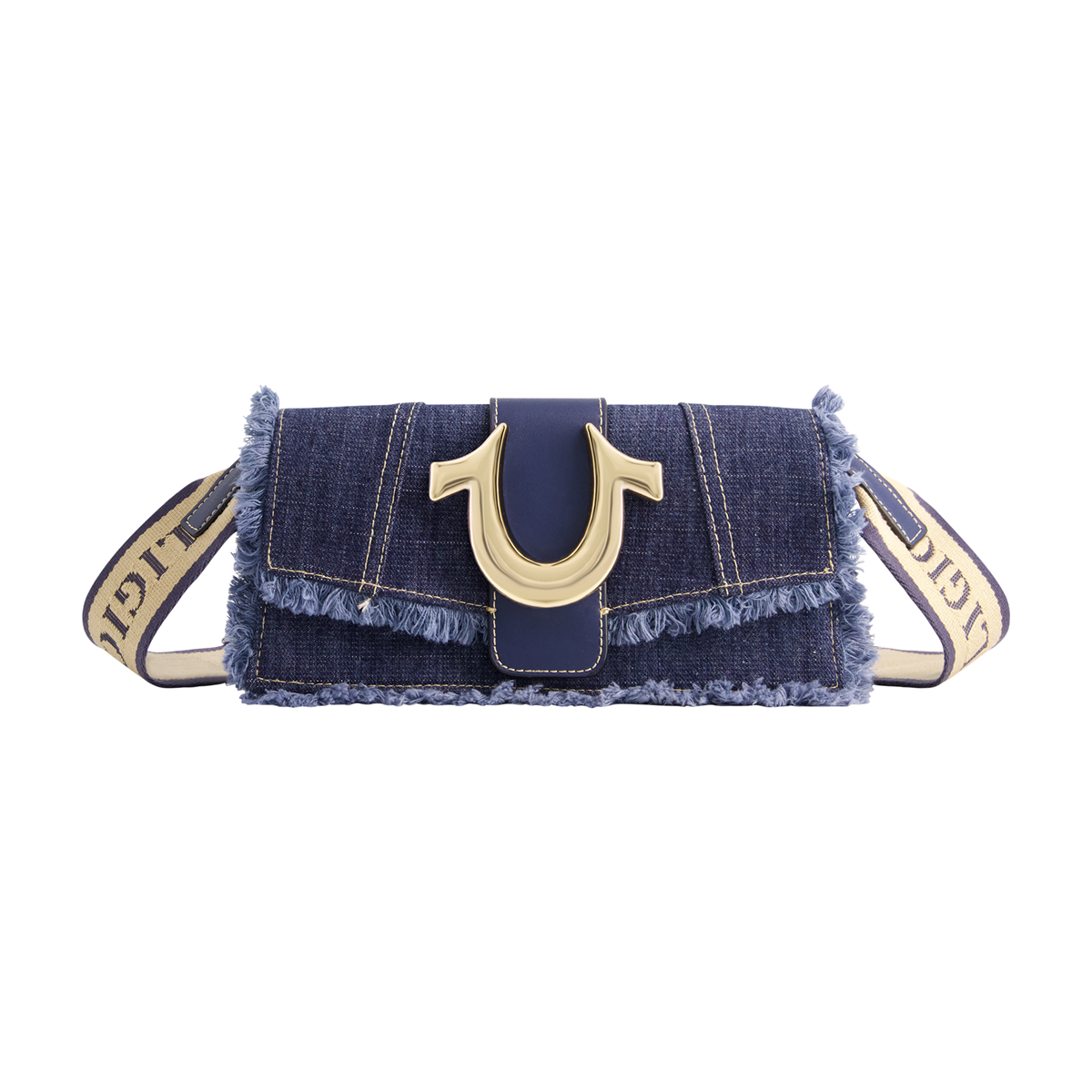 Click here for True Religion Frayed Denim Flap Shoulder Bag w/ Lo... prices