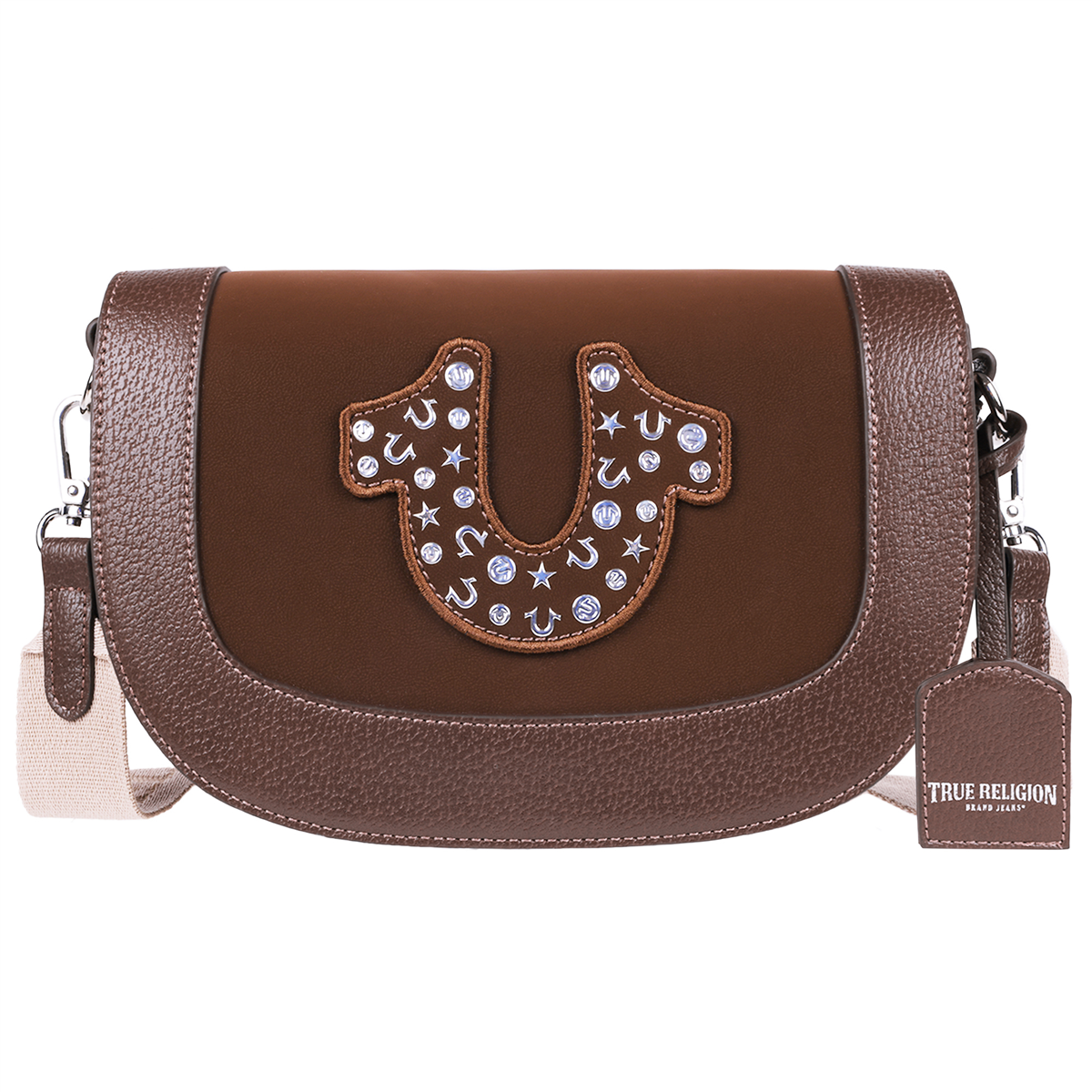 Click here for True Religion Studded Horseshoe Suede Flap Crossbo... prices
