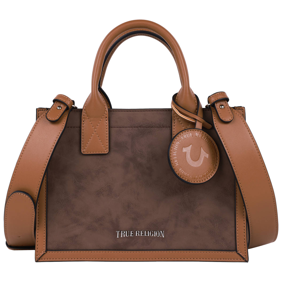 Click here for True Religion Suede Pu Box Tote With Logo Tag prices