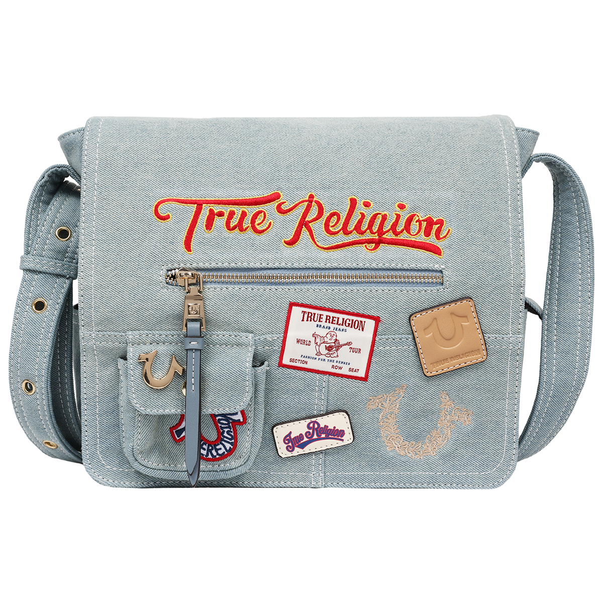 Click here for True Religion Multi Patch Denim Messenger Bag prices