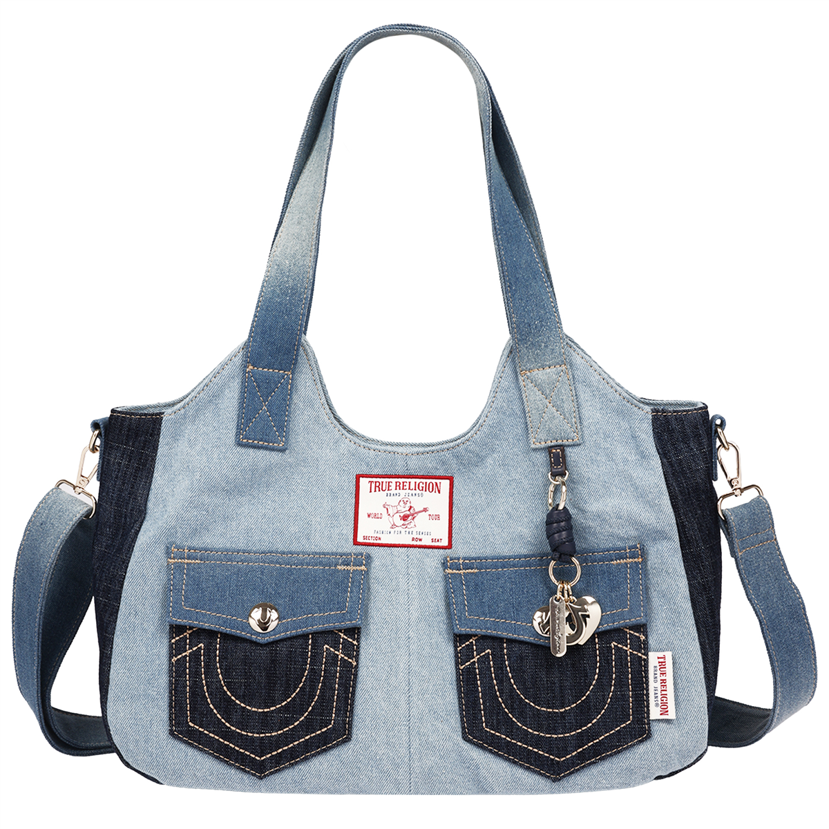 Click here for True Religion Color Block Denim Soft Satchel prices