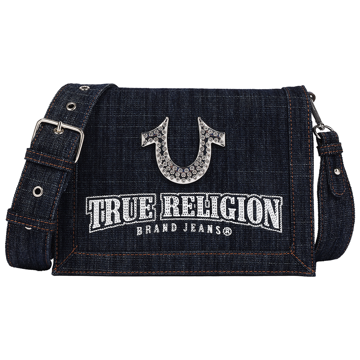 Click here for True Religion Bling Horseshoe Denim Messenger Bag prices
