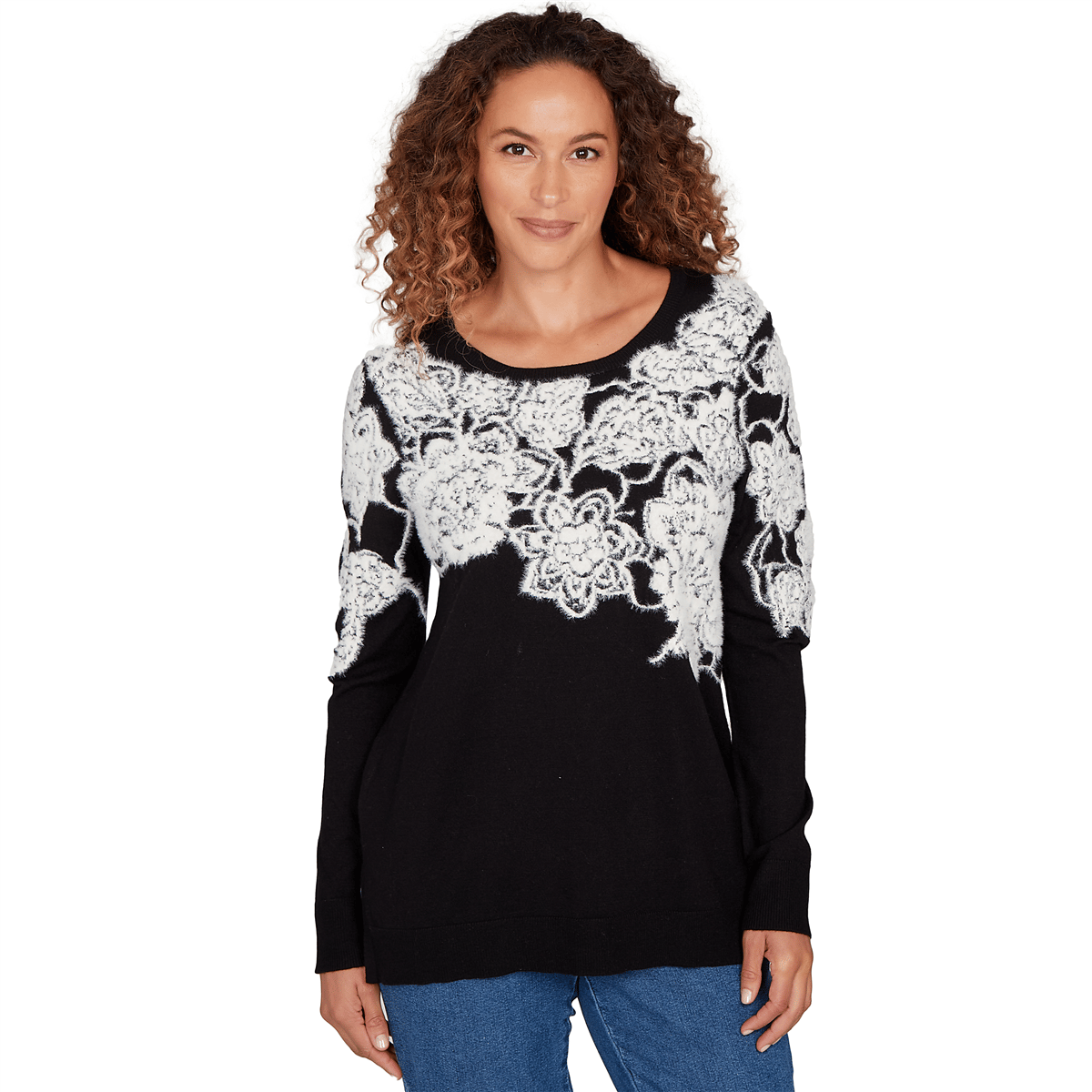 Click here for Womens Ruby Rd. Red Allure Floral Eyelash Sweater prices