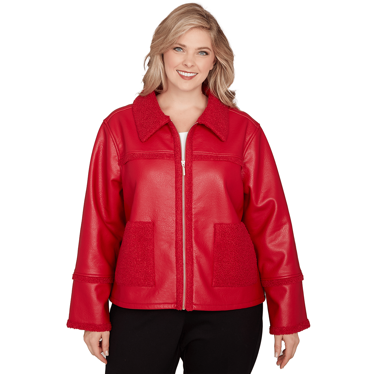 Click here for Plus Size Ruby Rd. Red Allure Shearling Faux Leath... prices