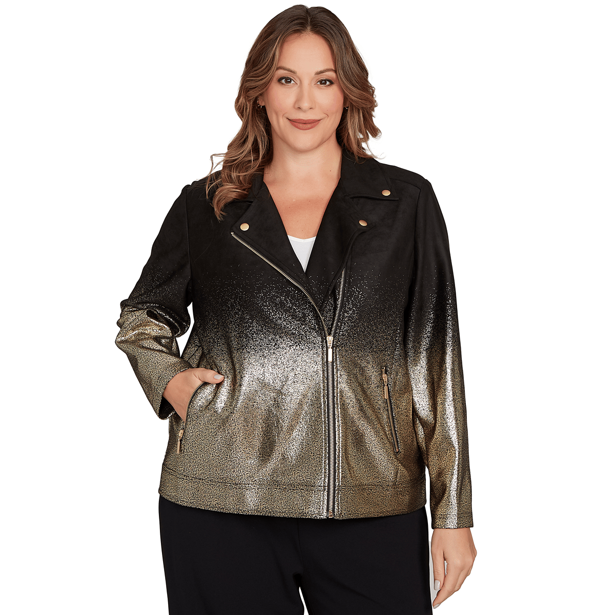 Click here for Plus Size Ruby Rd. Red Allure Ombre Faux Suede Mot... prices