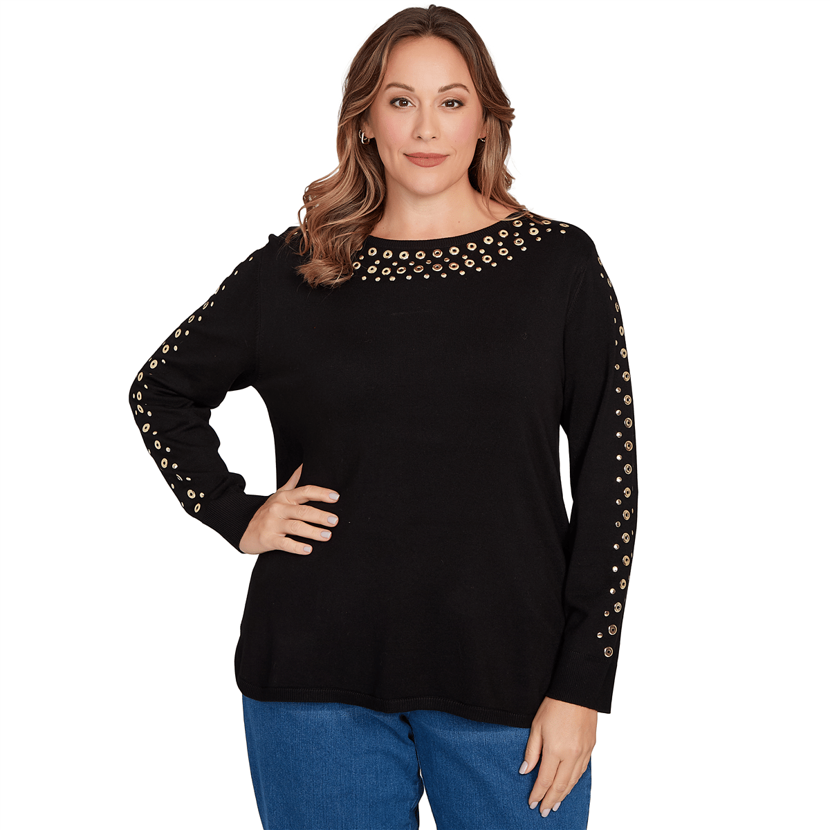 Click here for Plus Size Ruby Rd. Red Allure Grommet Embellishmen... prices